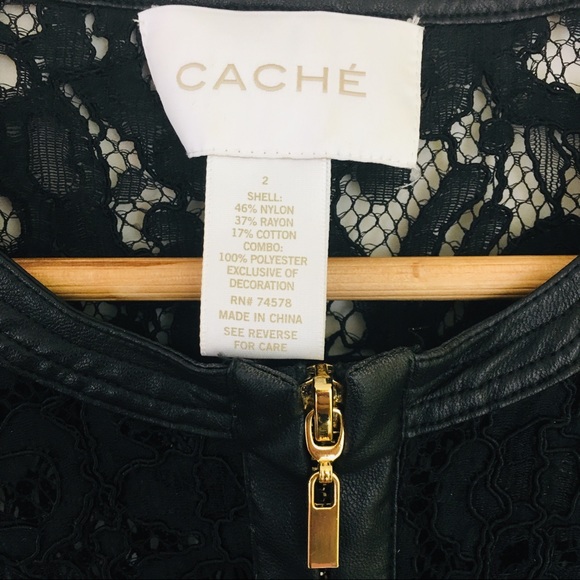 Cache | Jackets & Coats | Cach Fitted Lace Faux Leather Jacket Cardigan ...